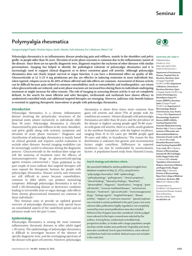 Polymyalgia Rheumatica | PDF