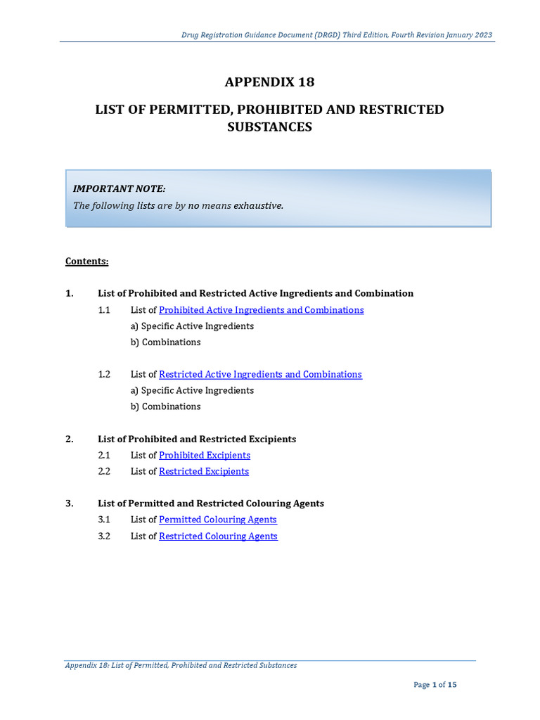 Prohibited and Restricted Substances List | PDF | Self-Improvement