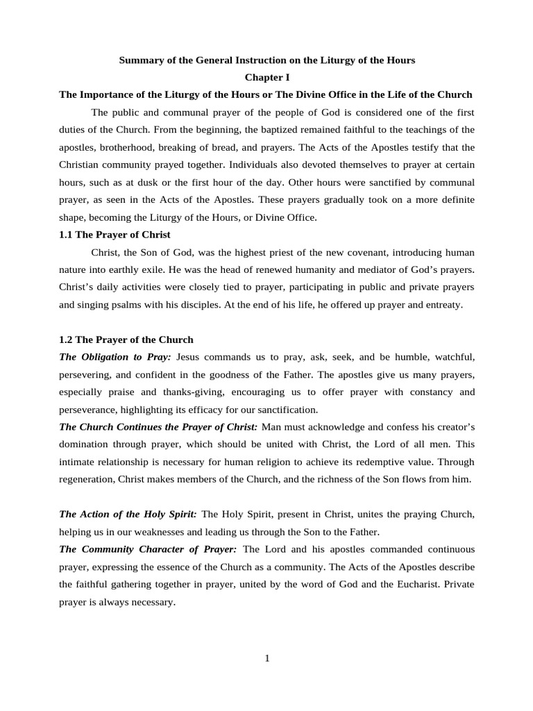 Summary of GILH | PDF | Psalms | Catholic Church
