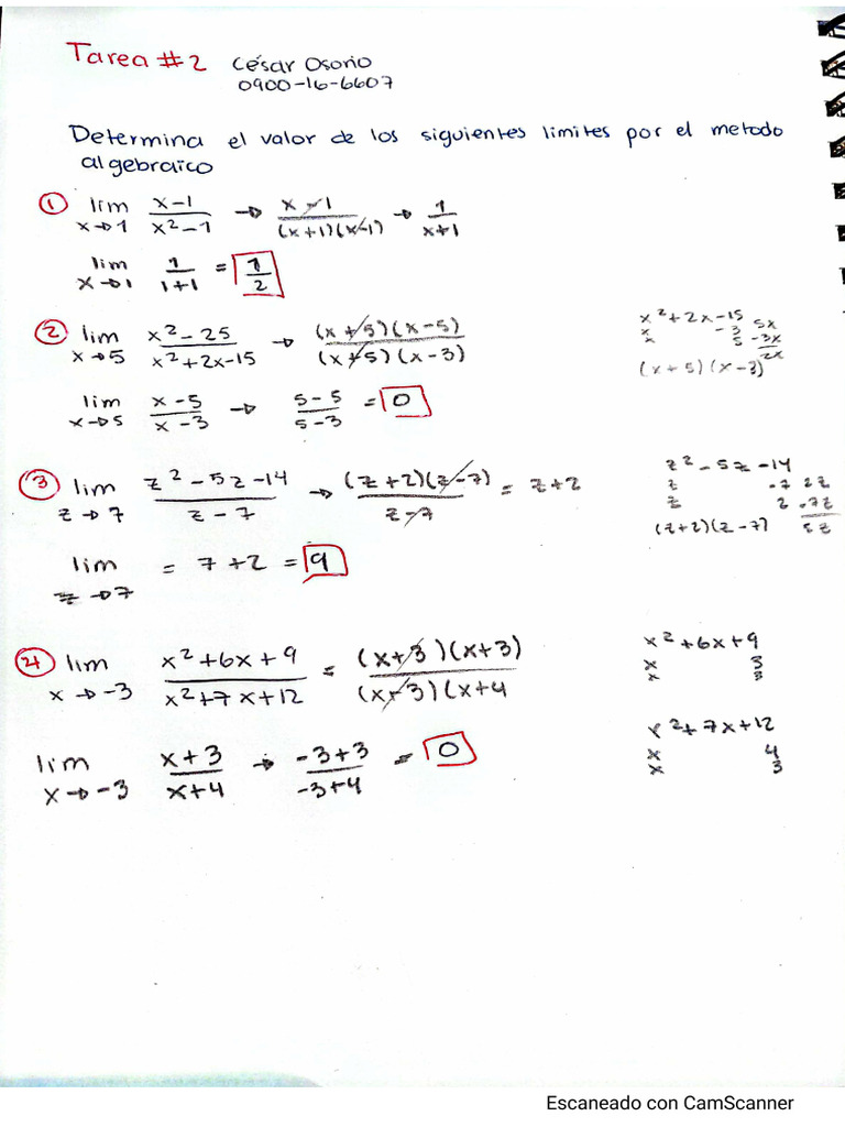 Tarea 2 Calculo 1 César Osorio 0900 16 6607 | PDF