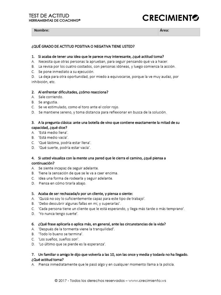 Test Actitud | PDF