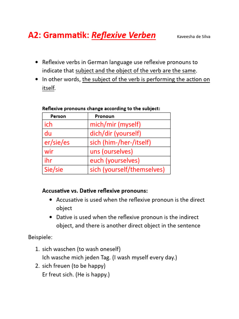 Reflexive Verben | PDF