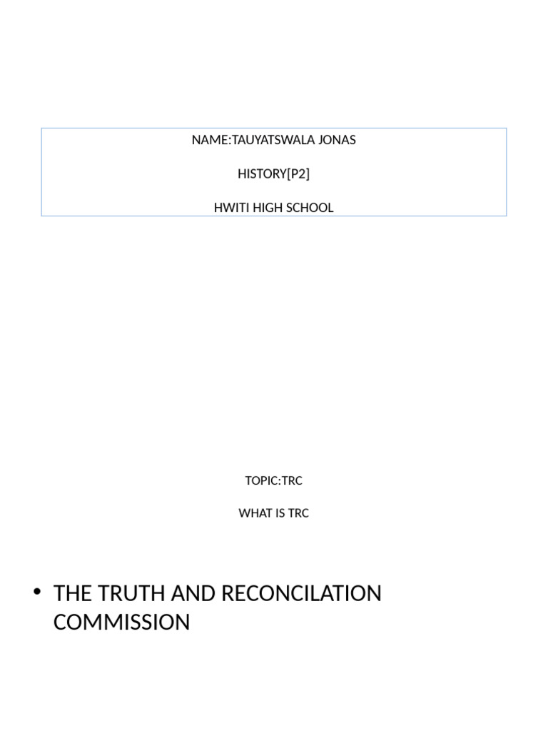 TRC History | PDF