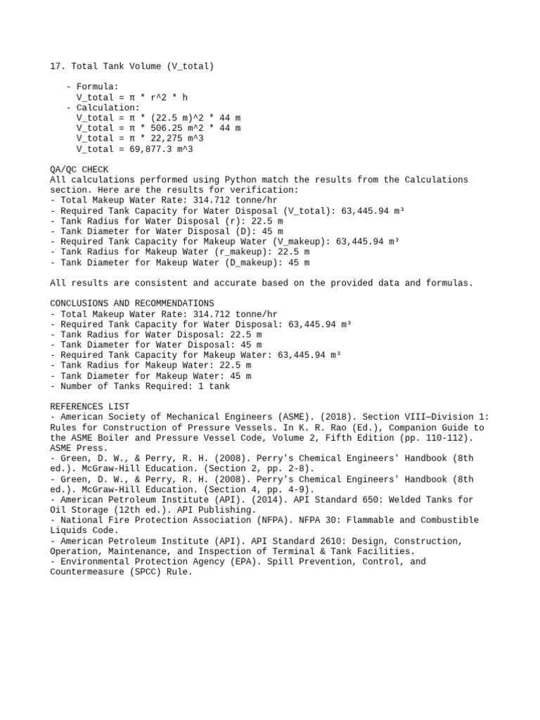 Calculation Tank Verified | PDF