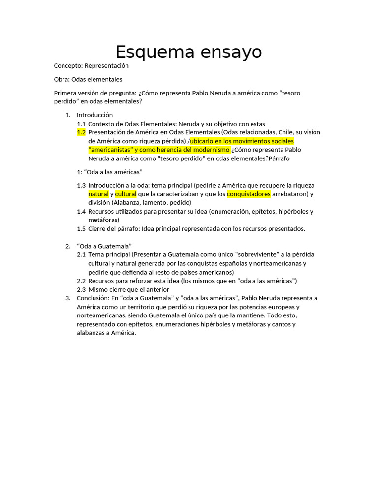 Esquema ensayo | PDF