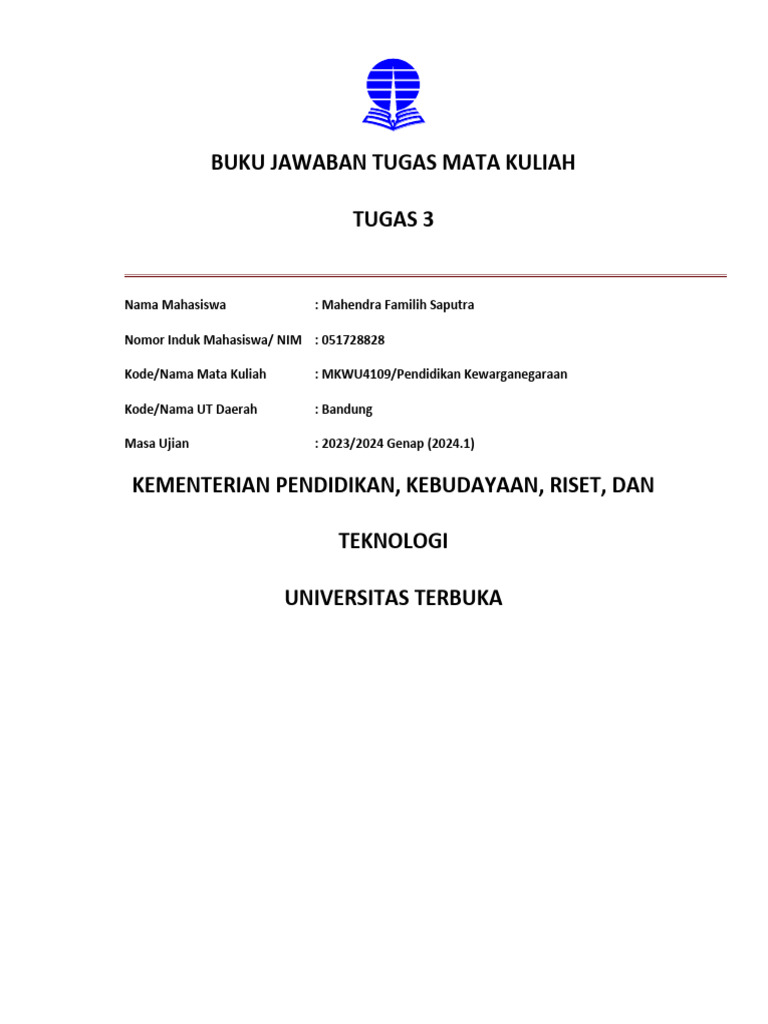 MKWU4109 Pendidikan Kewarganegaraan 3 | PDF