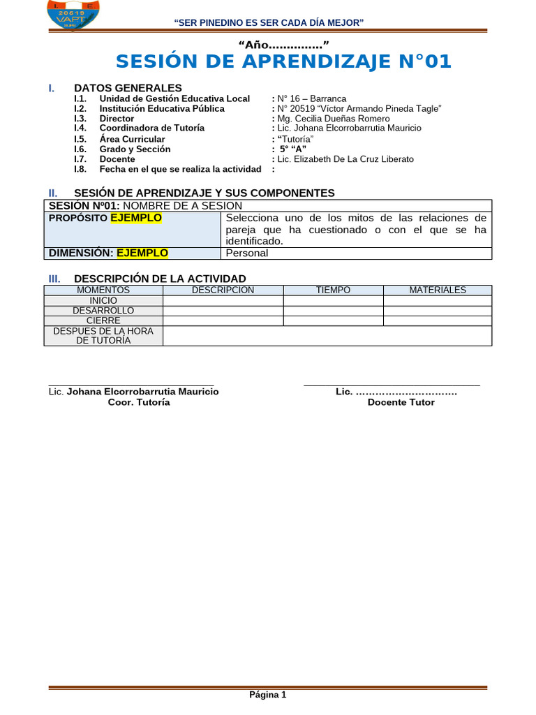 Sesión de Tutoria-Modelo | PDF