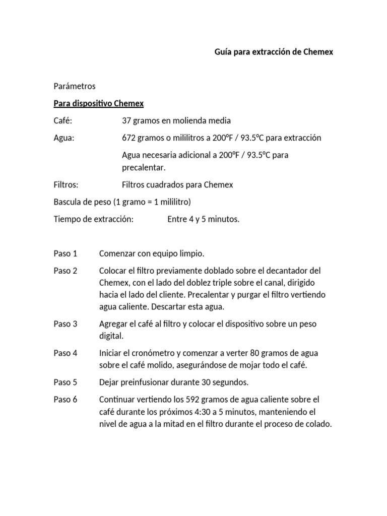 Guia de Extracción Chemex | PDF