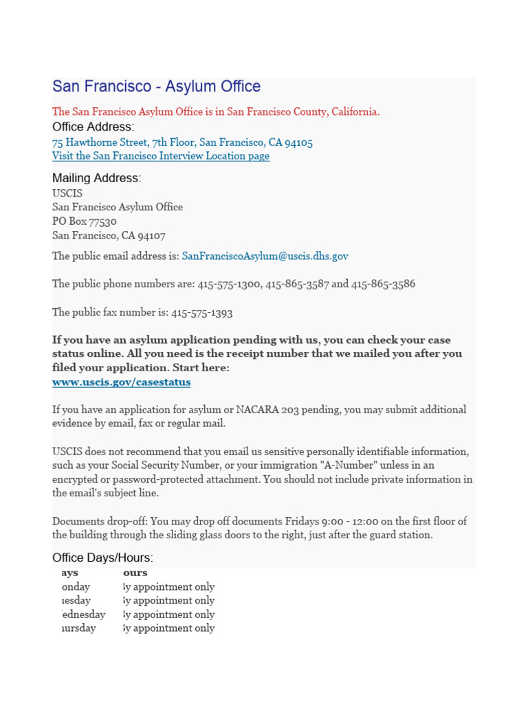 sfo Asylum Office add | PDF