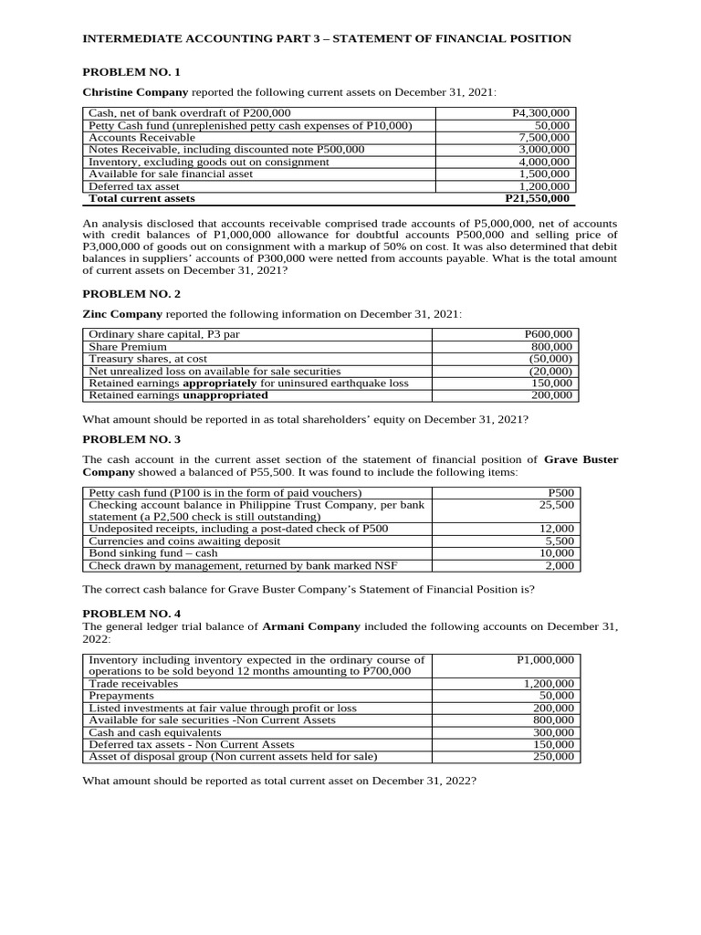 Topic No. 1 Statement of Financial Position Part 1.1 | PDF