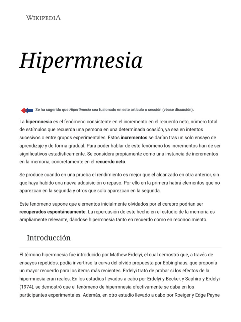 Hipermnesia | PDF