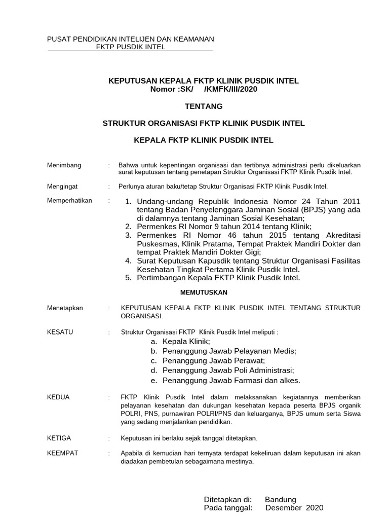SK Struktur Orgas Kepala FKTP | PDF