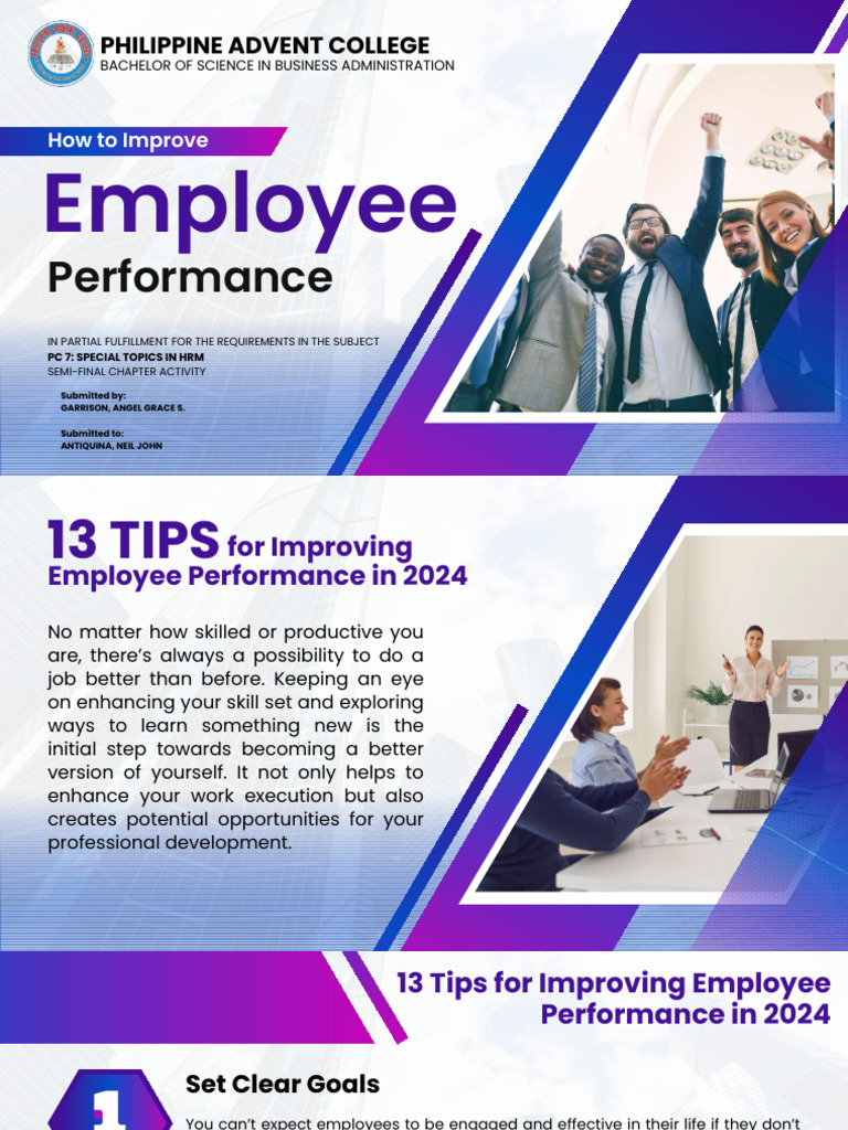 TIPS IN IMPROVING EMPLOYEE PERFORMANCE (ANGEL GRACE GARRISON-B2) | PDF