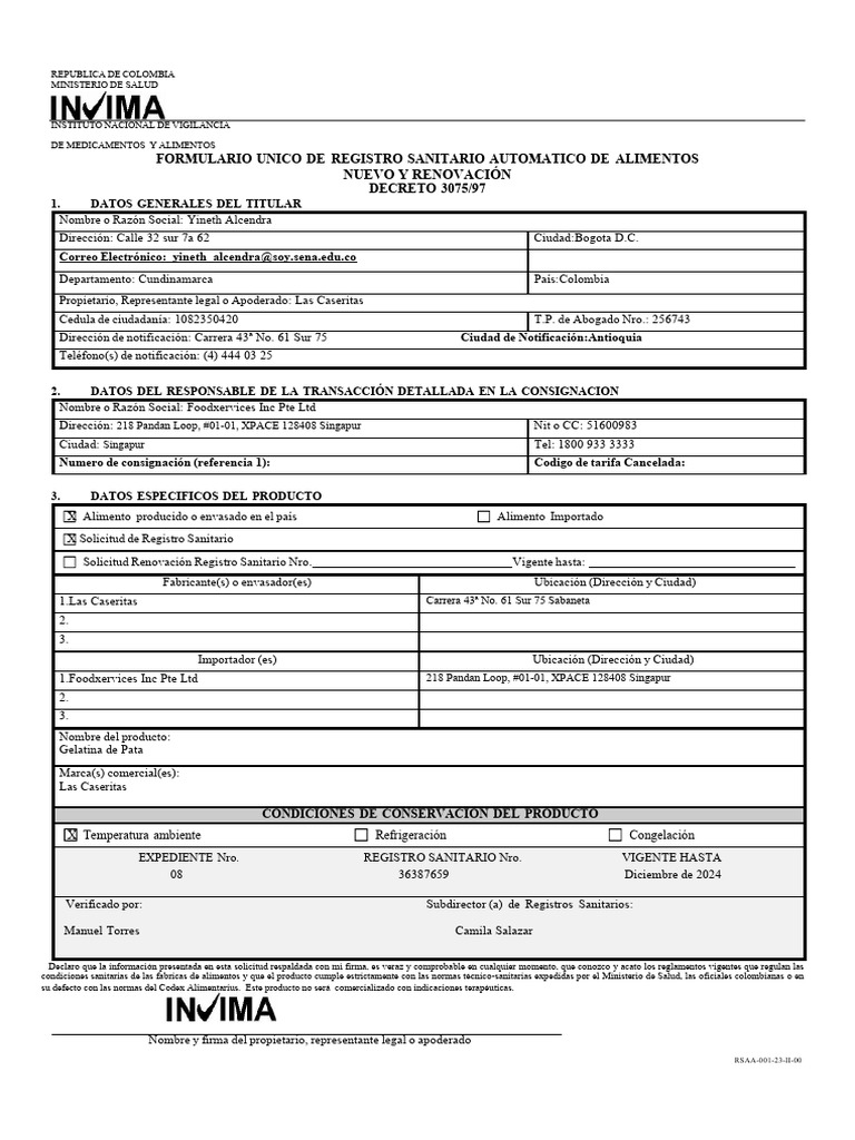 Documento INVIMA | PDF