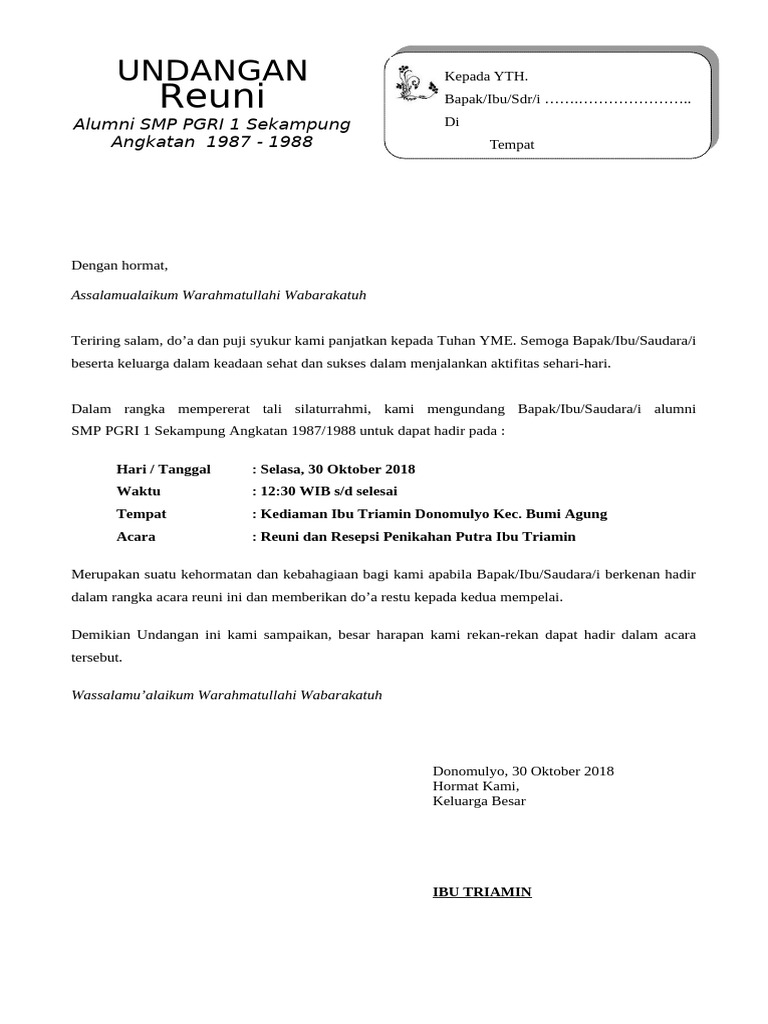 Undangan Reuni | PDF