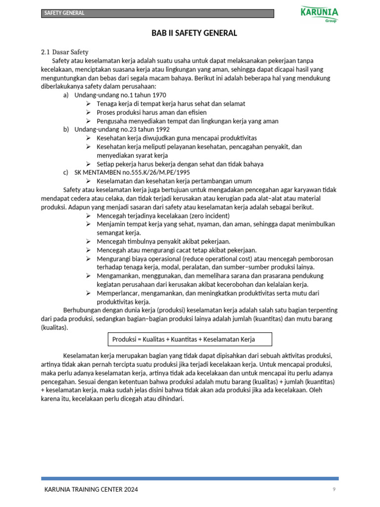 BAB II SAFETY GENERAL | PDF