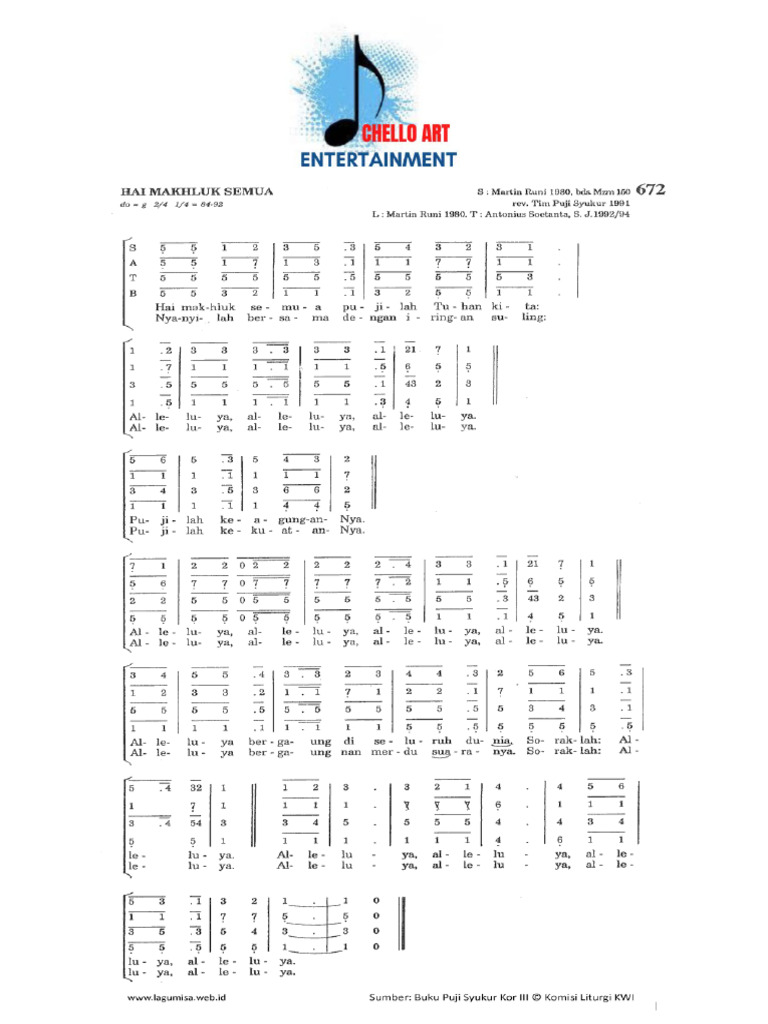 Teks Lagu Hai Makhluk Semua-Ps-672 | PDF