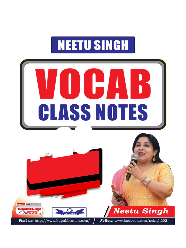 Vocab Class Notes (1 To 20 Sheet) Updated, August 2024 | PDF