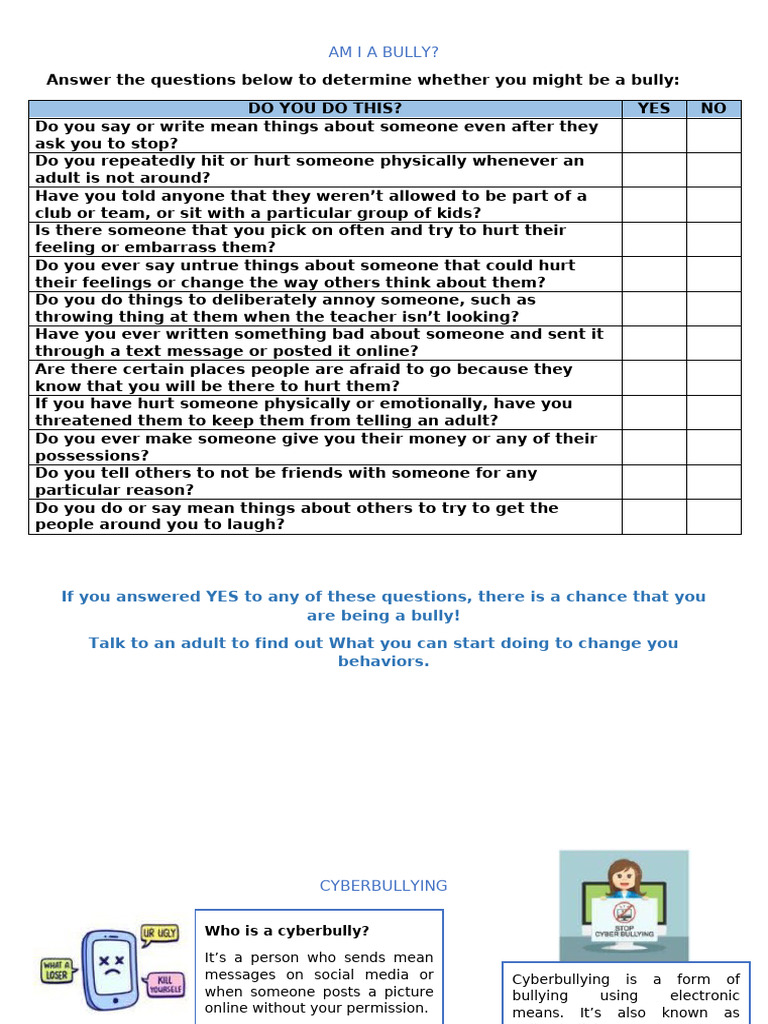 AM I A BULLY - 4 | PDF