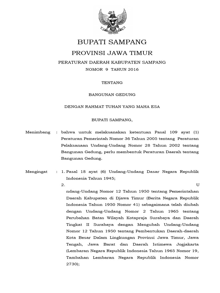 PERDA NO. 9 TAHUN 2016 TENTANG BANGUNAN GEDUNG | PDF