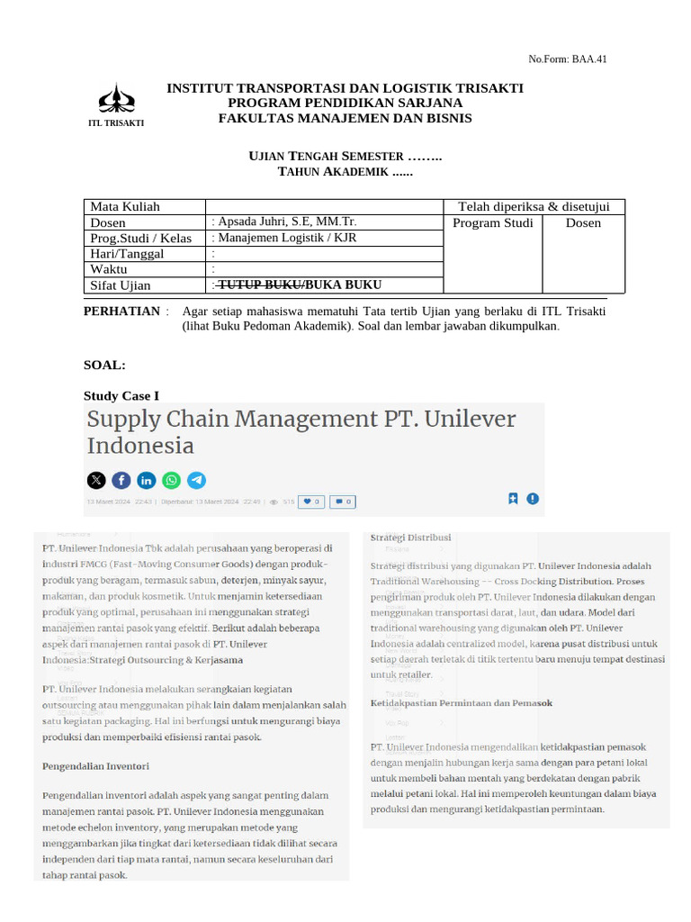 Uas Supply Chain Finance - Muhammad Fadli - 21b505041167 | PDF