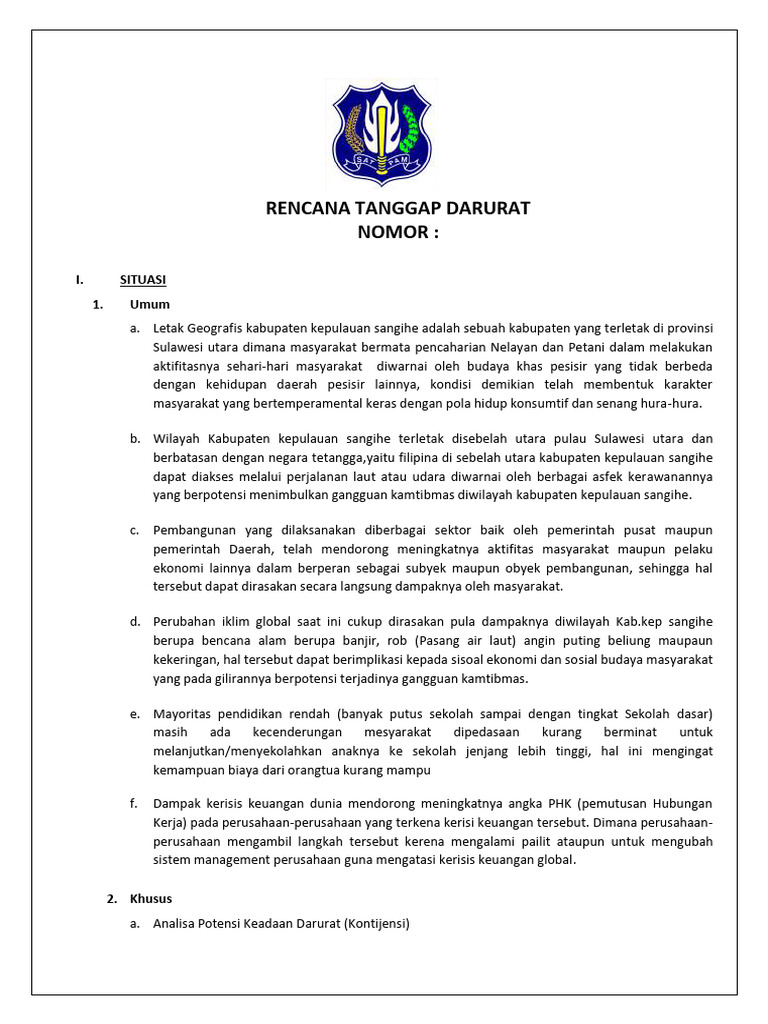 Rencana Tanggap Darurat PLTD Tahuna - Hadi Ichsan Saputra | PDF