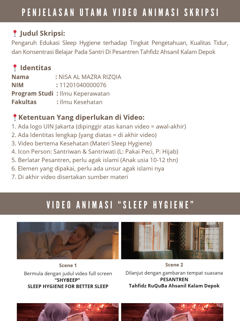Storyboard Video Animasi 'Sleep Hygiene' | PDF