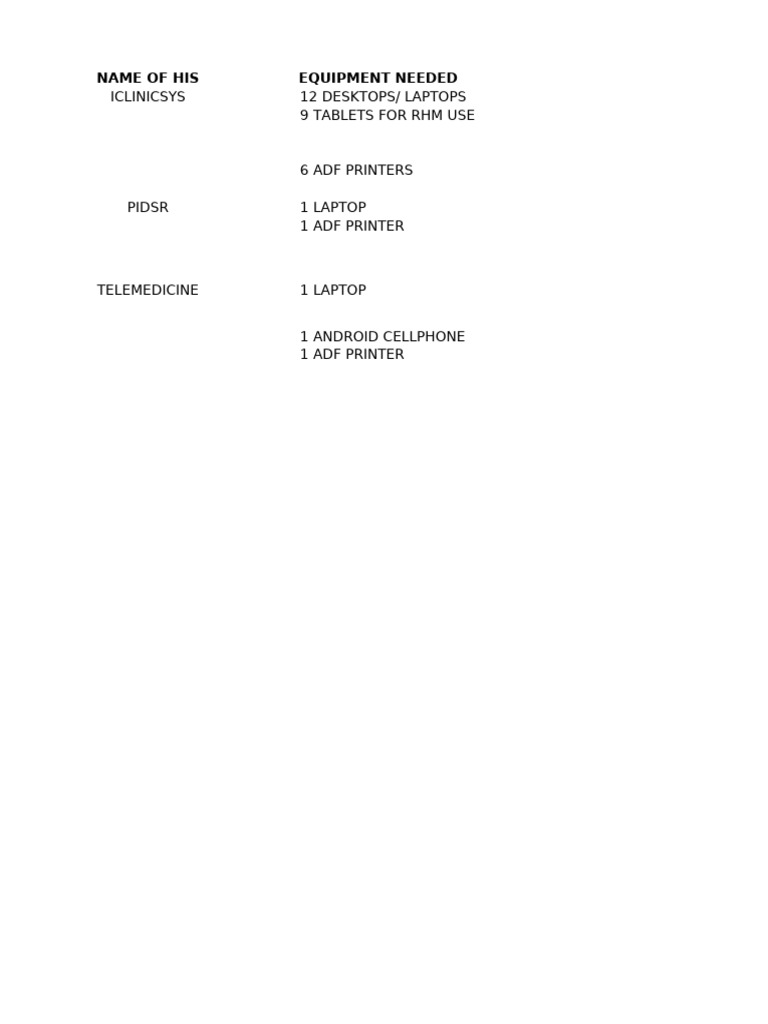 Emr Budgetary Requirements PDF