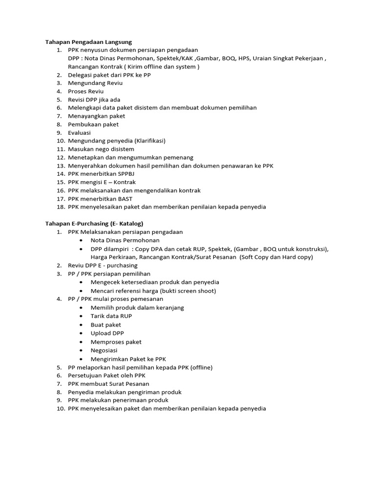 Tahapan Pengadaan Langsung Dan E Purchasing Pdf