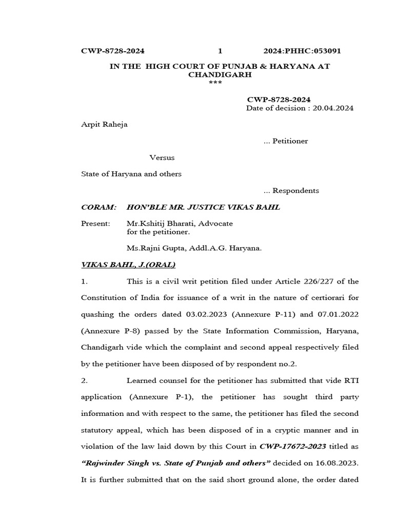 CWP 8728 2024 20 04 2024 Final Order | PDF