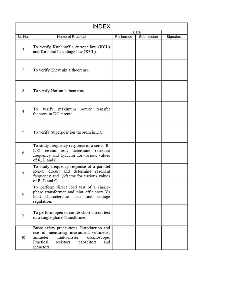 BEE Lab Manuals | PDF