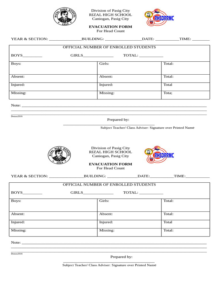 Evacuation and Student Emergency Forms | PDF