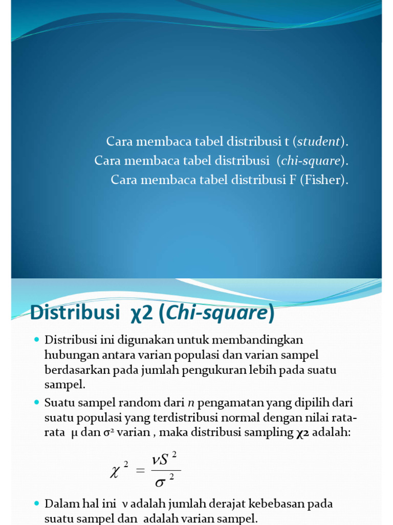 Cara Baca Tabel T, Chi, F | PDF