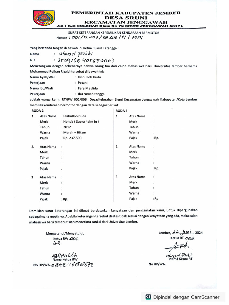 Suket Kepemilikan Motor | PDF