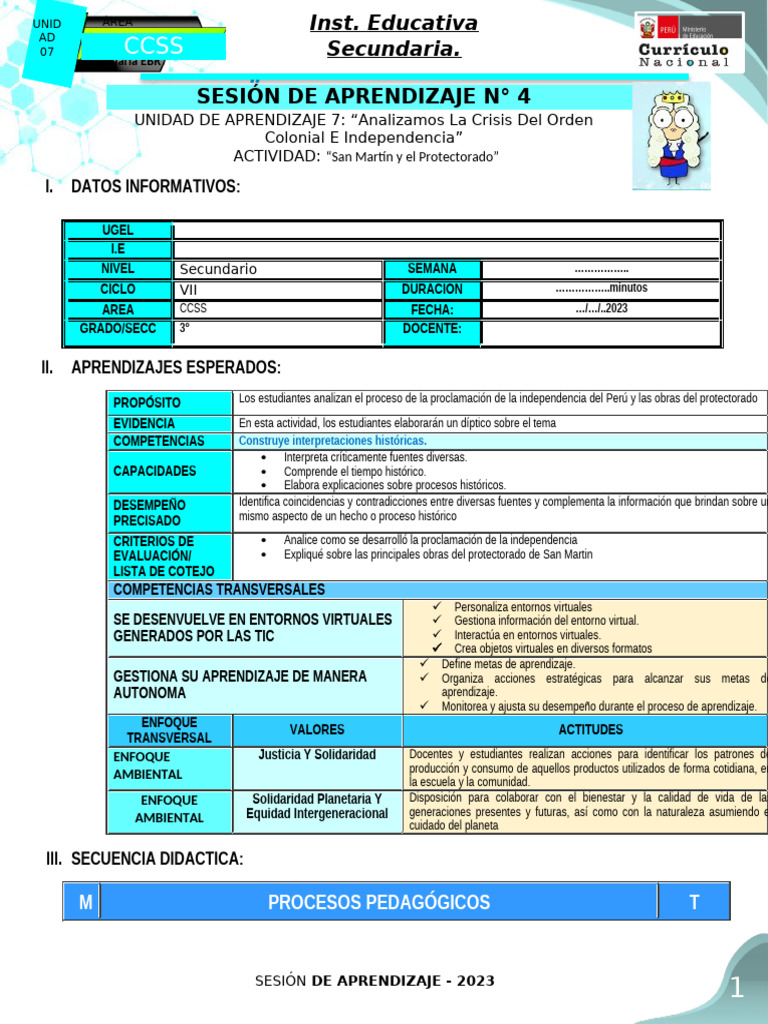 Sesion CCSS 3° Sec-Semana 04 Uni 7 | PDF