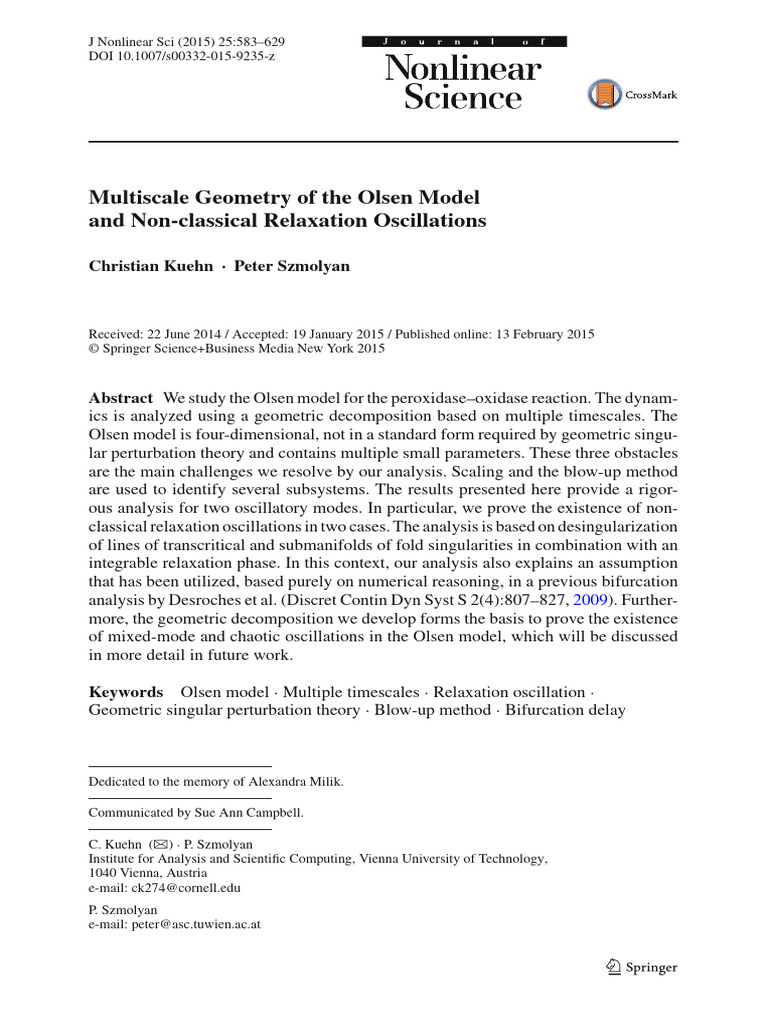 Multiscale Analysis of Olsen Model | PDF | Stability Theory | Science ...