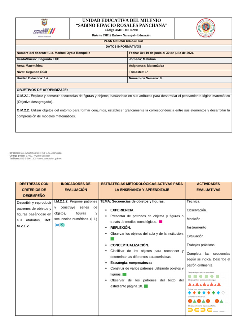 1T Matemática - 2do EGB | PDF