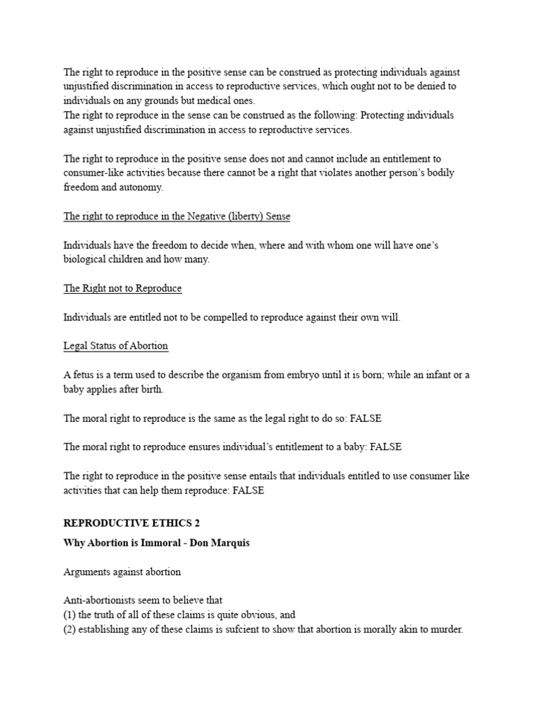 Reproductive Ethics 2 | PDF