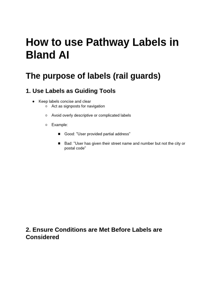 How To Use Pathway Labels in Bland AI | PDF