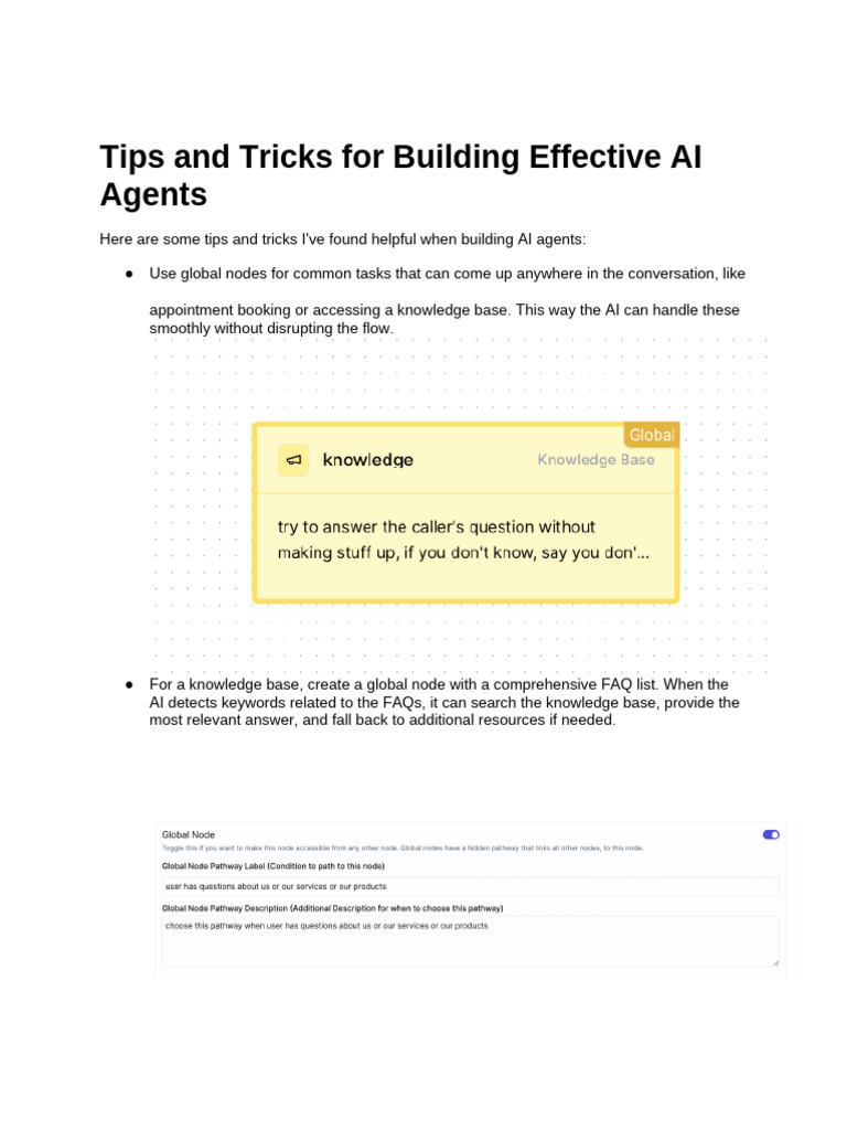 Tips and Tricks For Building Effective AI Agents | PDF