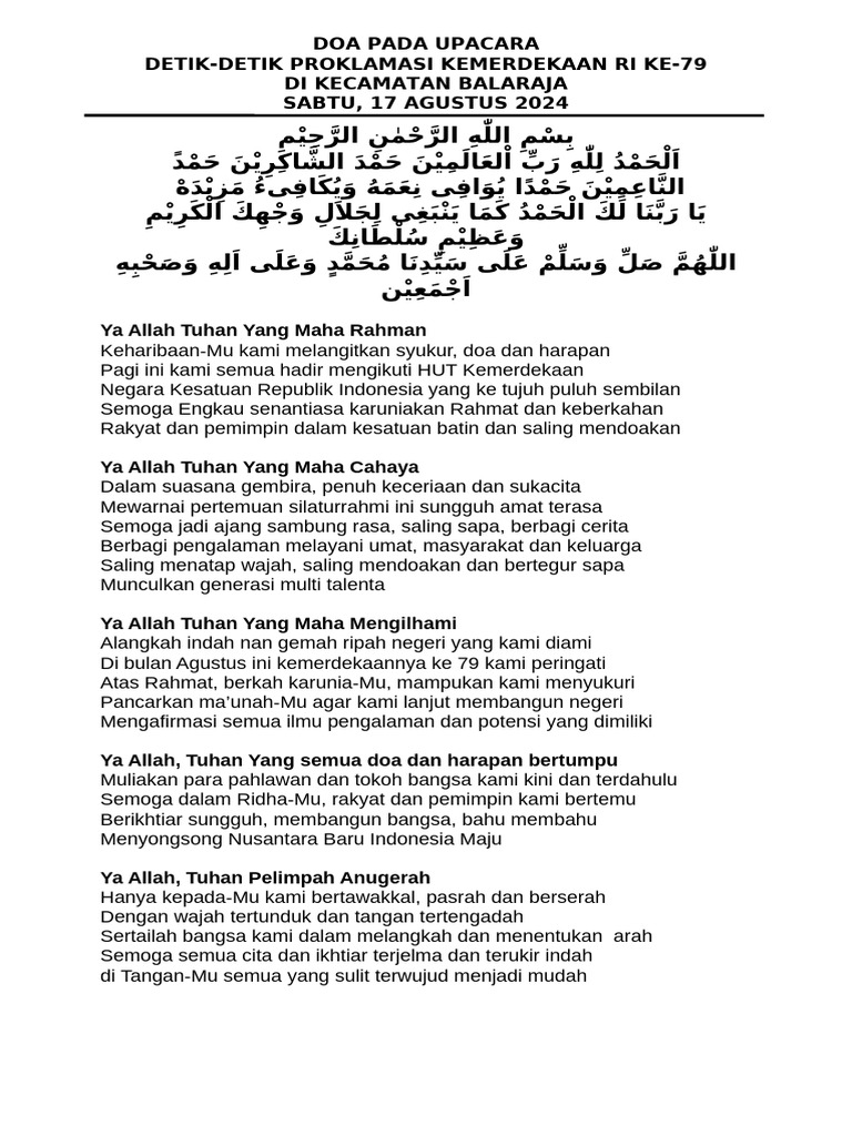 New Doa Upacara 17 Agustus 2024 | PDF | Agama & Spiritualitas