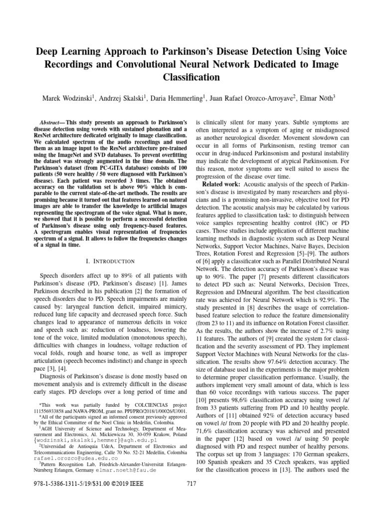 Deep Learning Approach To Parkinsons Disease Detection Using Voice ...
