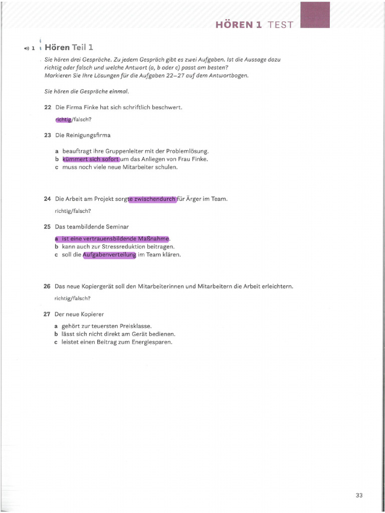 Deutsch-Test Für Den Beruf C1. Hören 1 | PDF