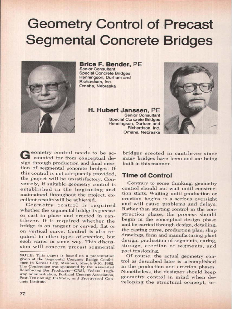 1982-EEUU-Geometry Control of Segmental Concrete Bridges | PDF