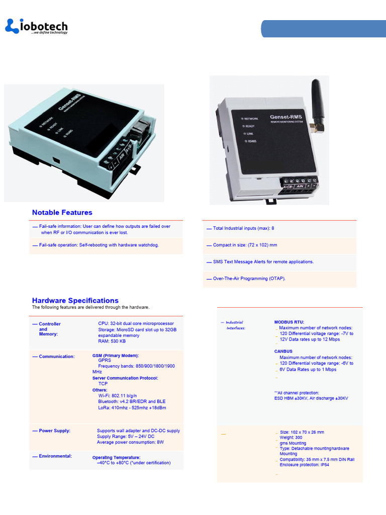 Specsheet - Genset RMS | PDF