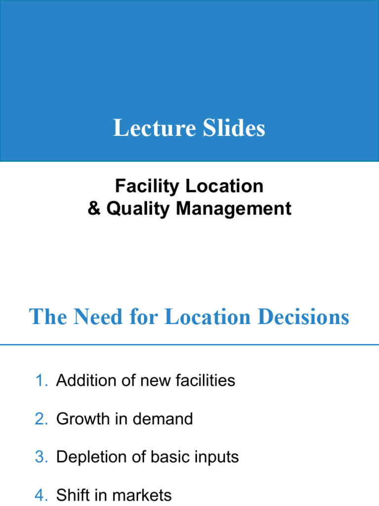 5-Facilitiy Location & Quality Management | PDF