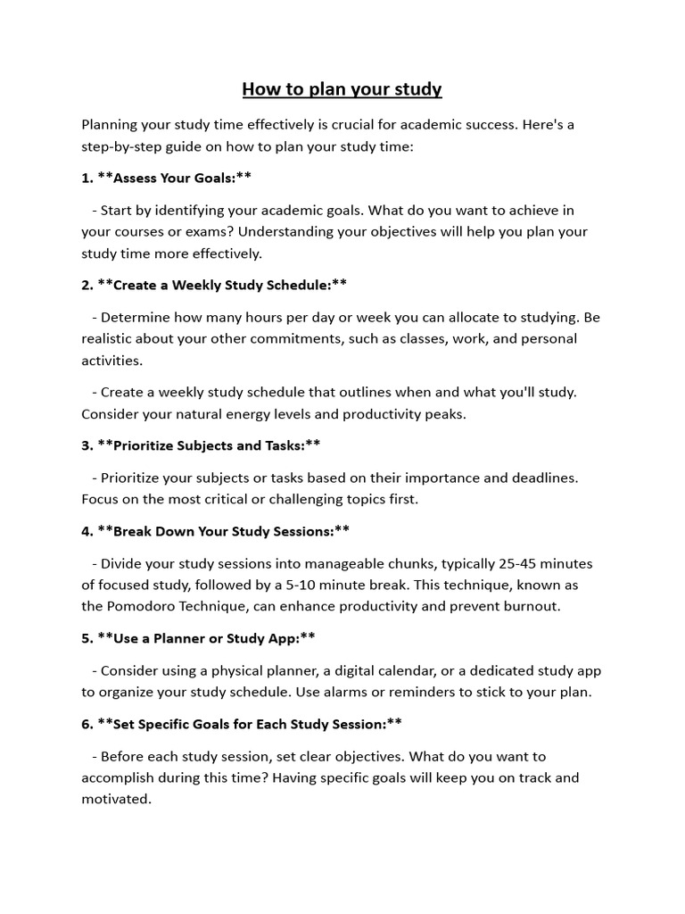 Plan Study Time | PDF