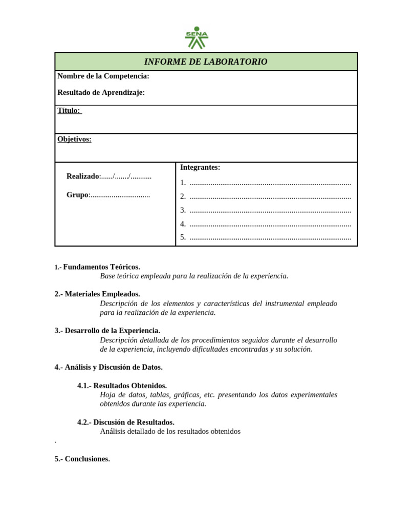 Formato INFORME DE LABORATORIO | PDF