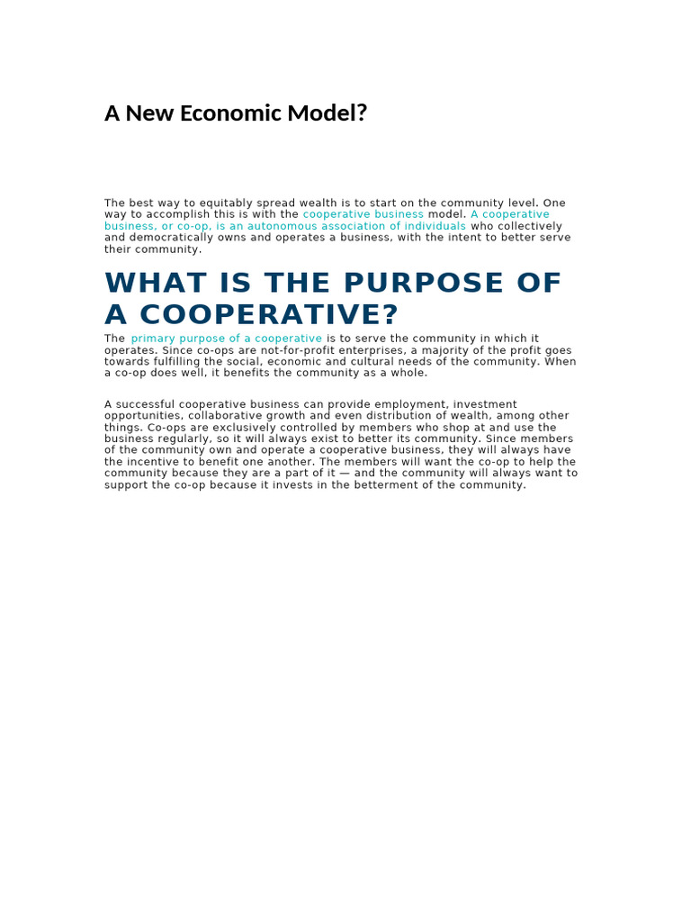 A New Economic Model | PDF | Cooperative | Private Sector