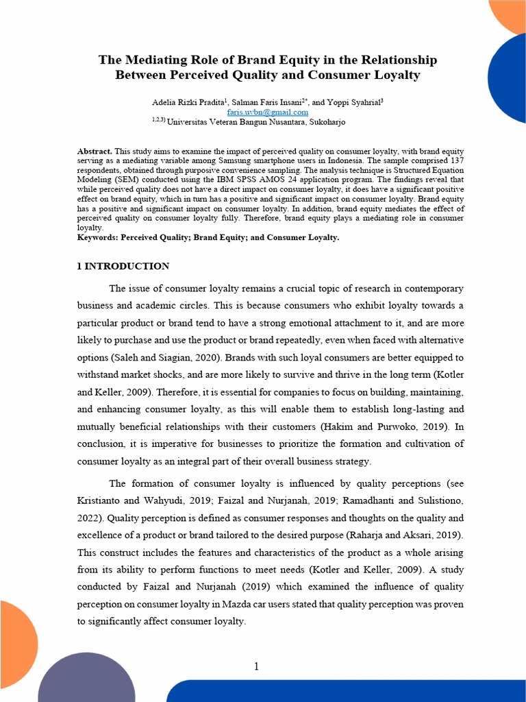 The Mediating Role of Brand Equity in The Relationship | PDF